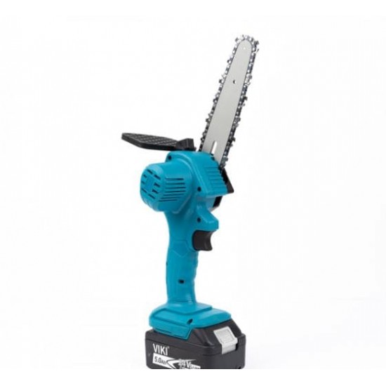 Mini Drujba Viki cu 2 acumulatori, 24V 5Ah, 2 seturi lant si lama de 4 si 6 inch, turcoaz - Viki24